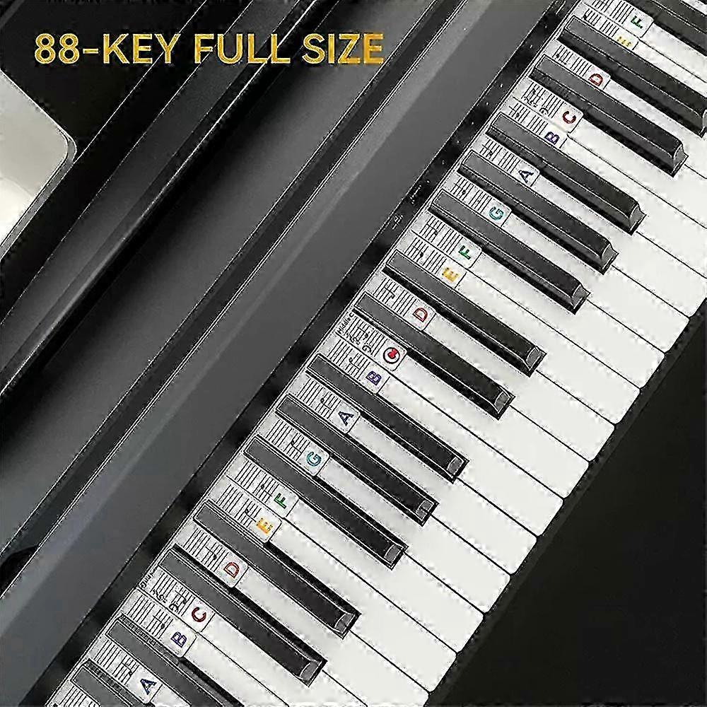 88 Keys Reusable Silicone Piano Keyboard Note Labels Piano Notes Guide ...