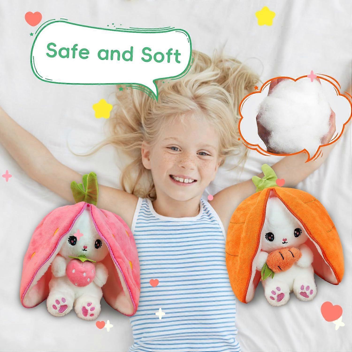 Bunny Stuffed Animal Reversible Cuddle Bunny Stuffed,Strawberry Bunny ...