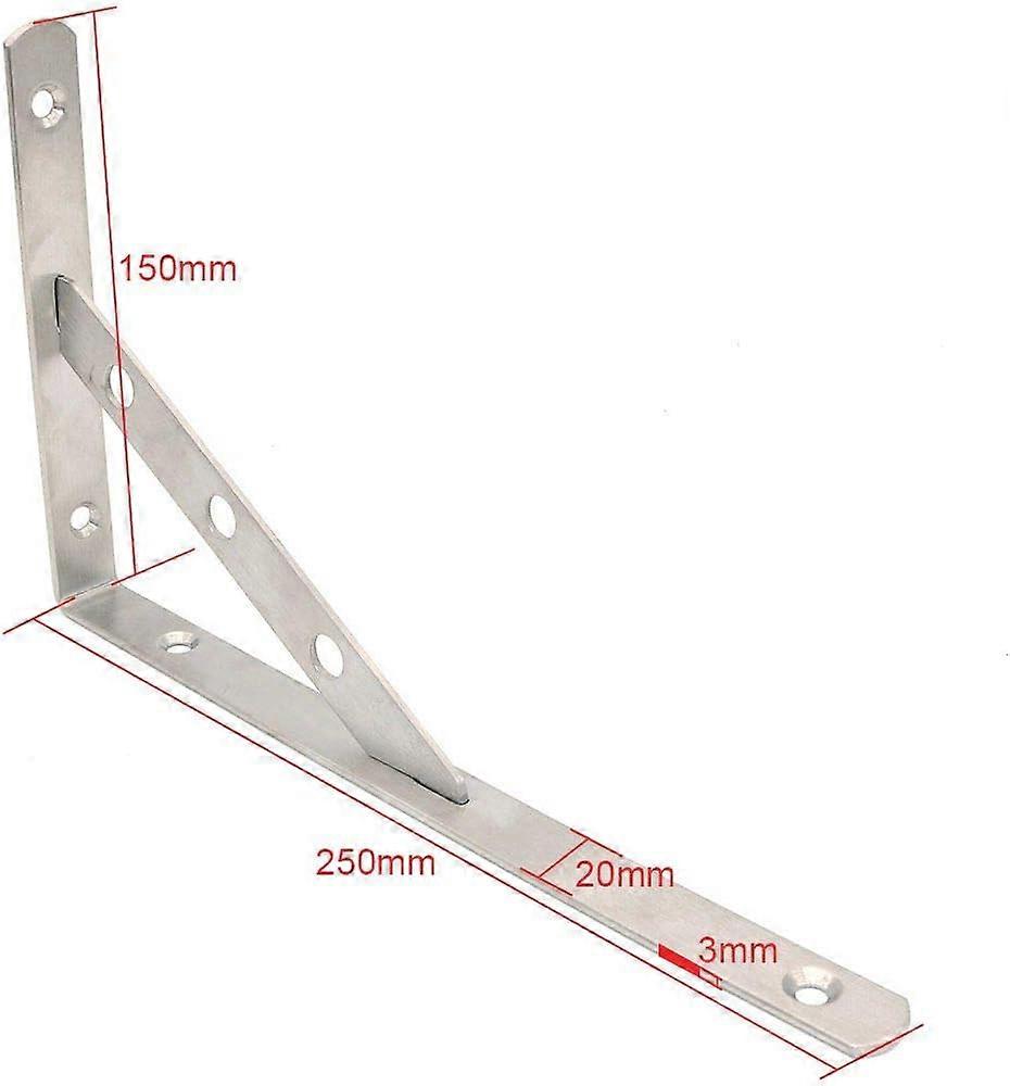 Stainless Steel Shelf Brackets 250mm x 150mm, Corner Brace Support for ...