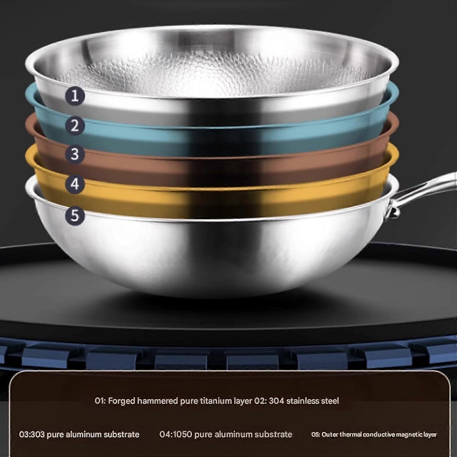 Hammered Titanium Pan Pro with Lid, 30 cm Non-Stick Uncoated Scratch ...