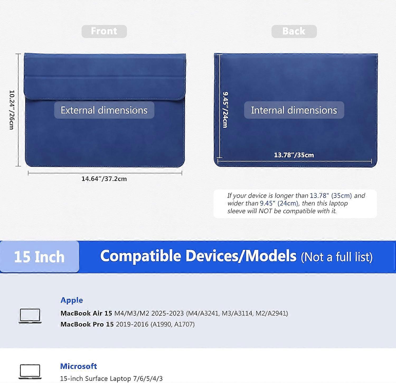 15 Inch Laptop Sleeve with Stand for MacBook Air 15 M4, MacBook Pro 15 ...