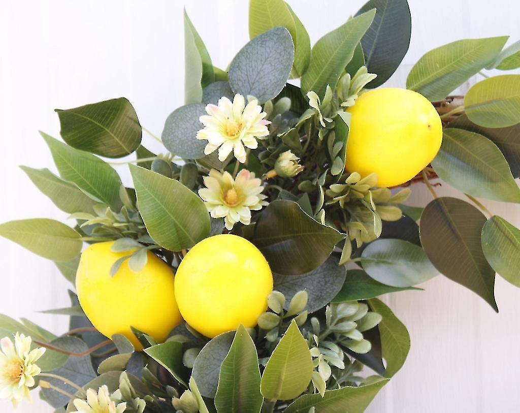 18 Inch Spring Fruit Wreath With Artificial Lemons, Blueberry, And Dai ...