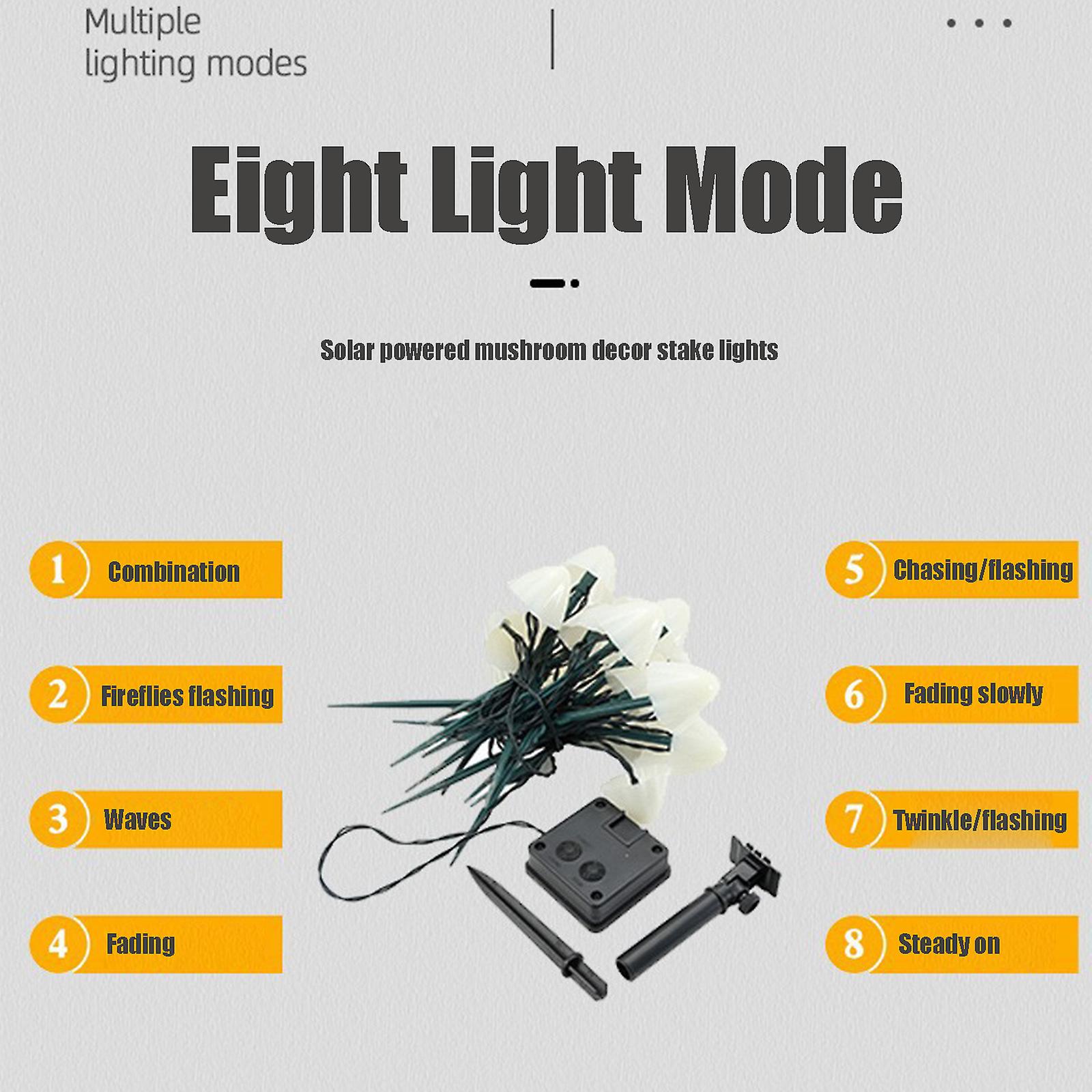 Set of 6 Solar Powered Mushroom Toadstool LED Outdoor Waterproof Garden ...