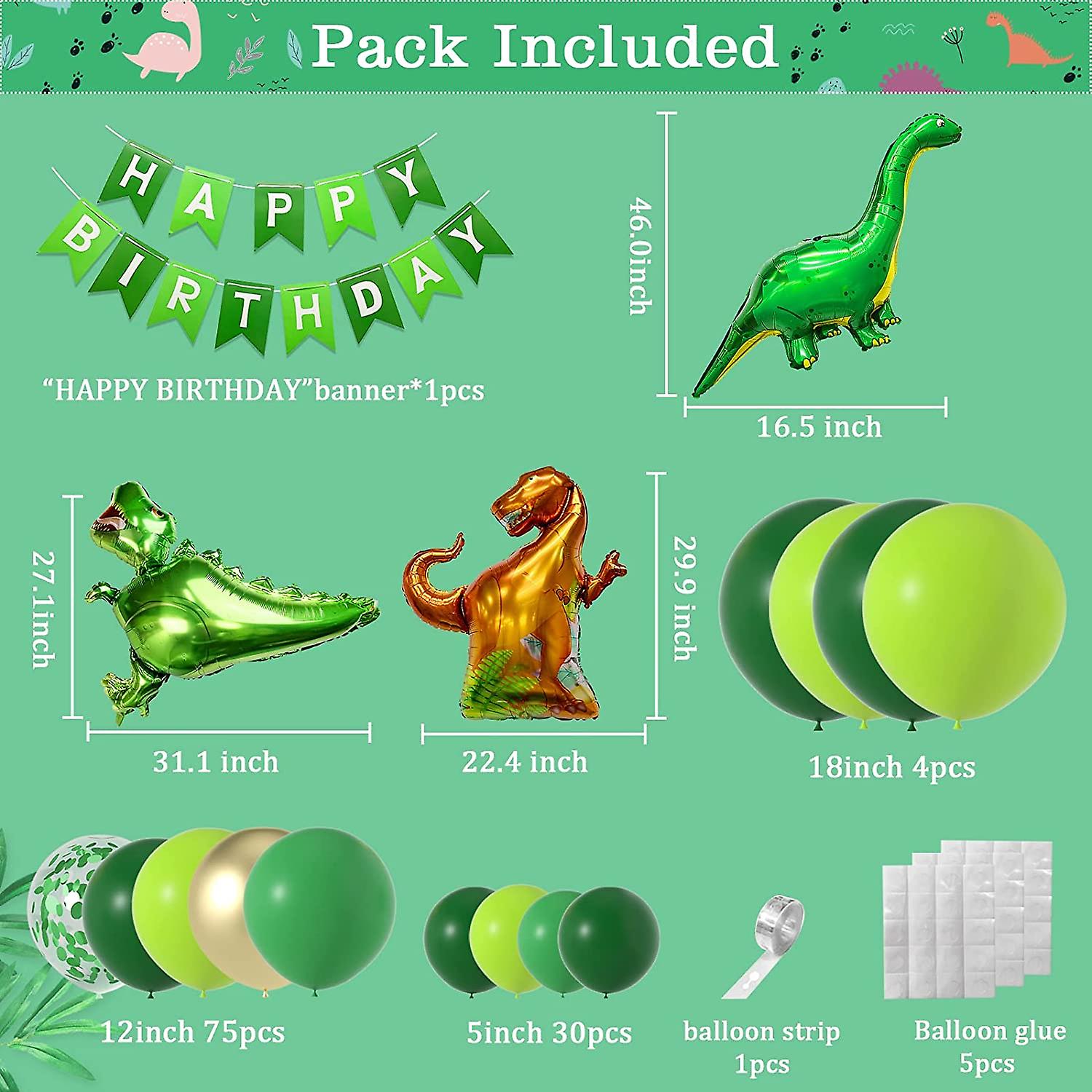 Dinosaur Party Balloon Garland Kit-119pcs Jurassic World Three Rex Balloon Kit With Green Gold ...