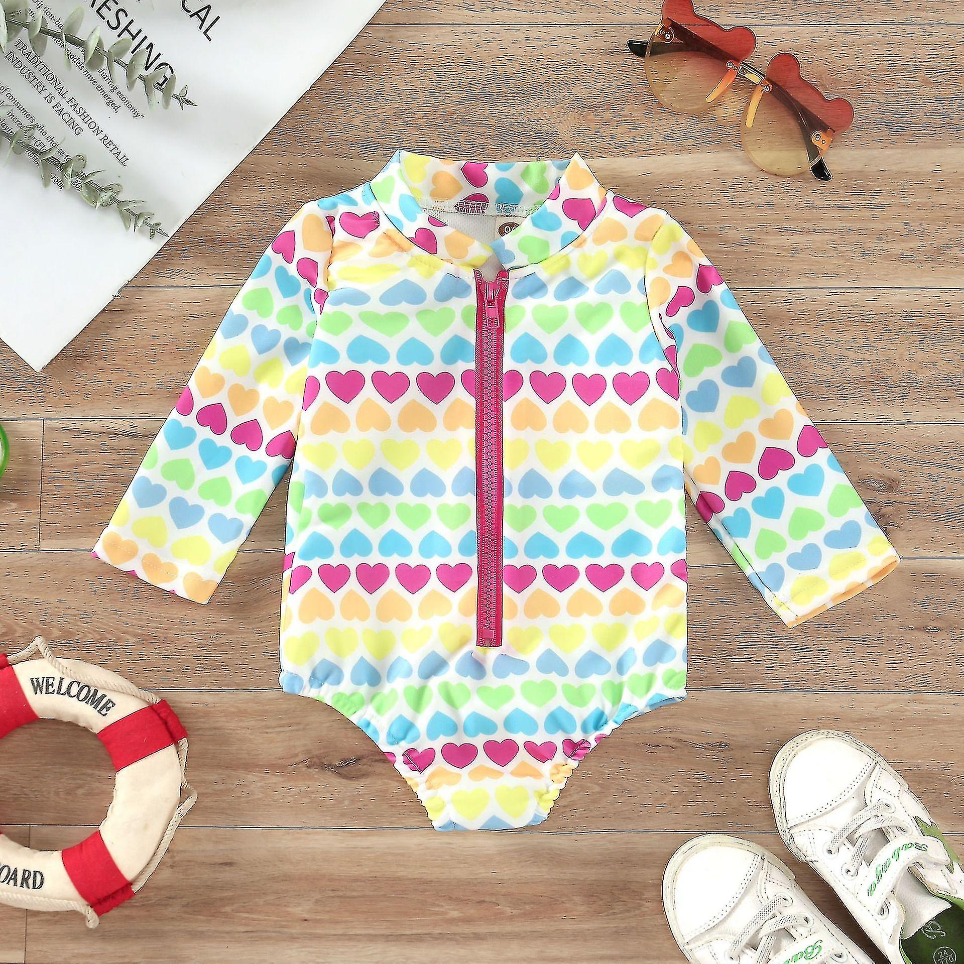 Children's Rainbow Swimsuit Zipper Bikini Harness Type Triangle ...