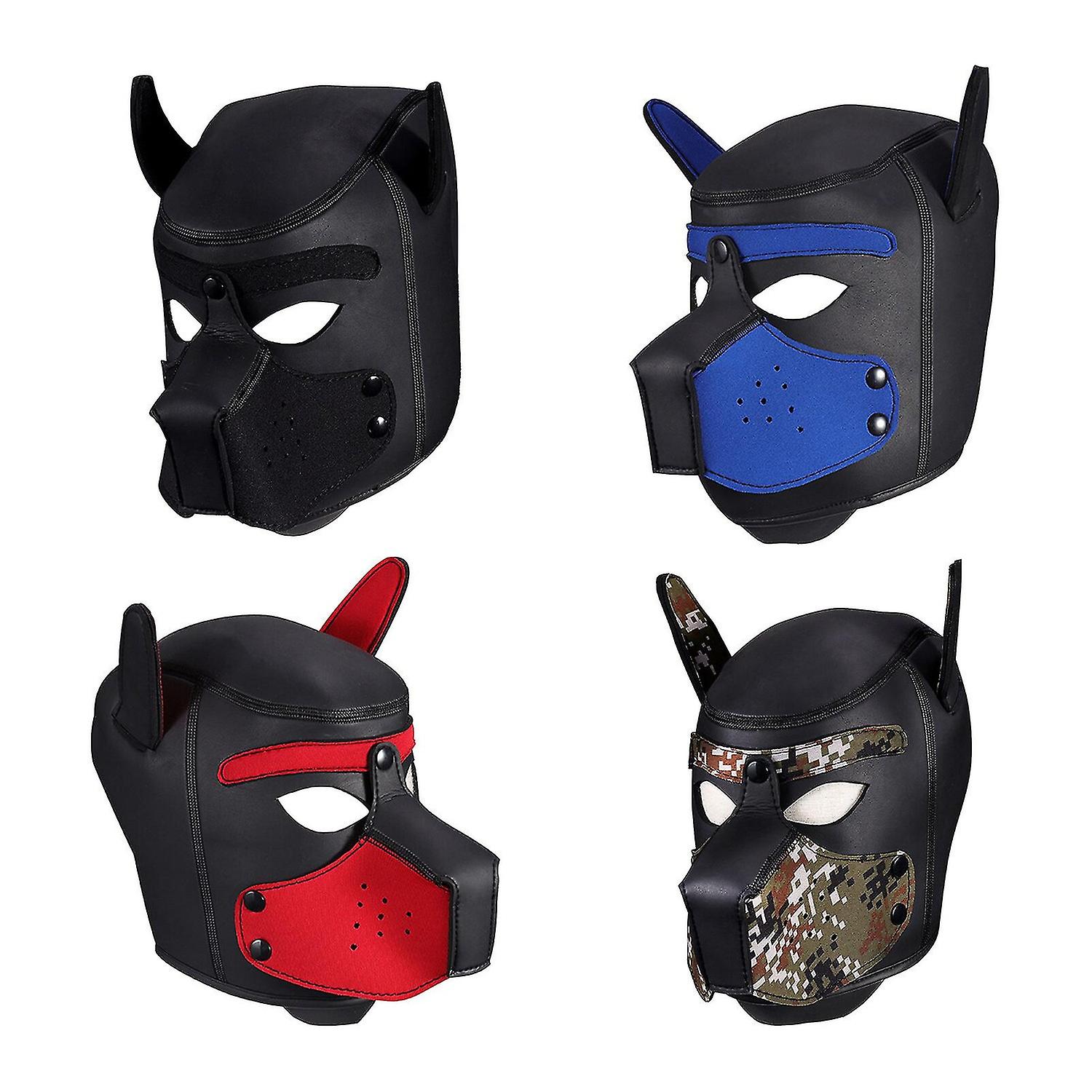 Adults Neoprene Puppy Hood Mask, Removable Cosplay Dog Full Face Pup ...