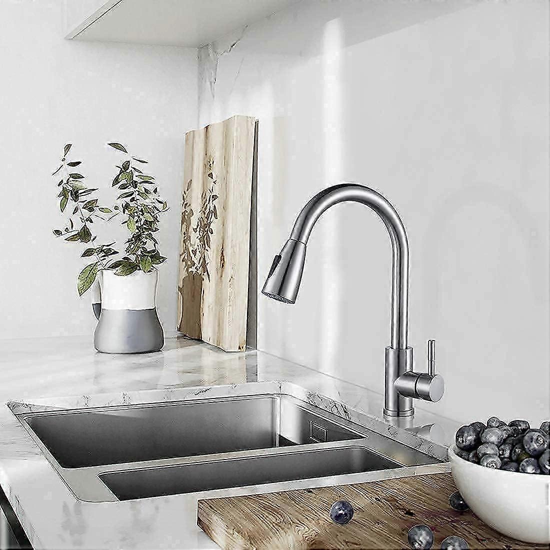 Kitchen faucet, Sink mixer tap in 304 stainless steel, 360 rotating ...