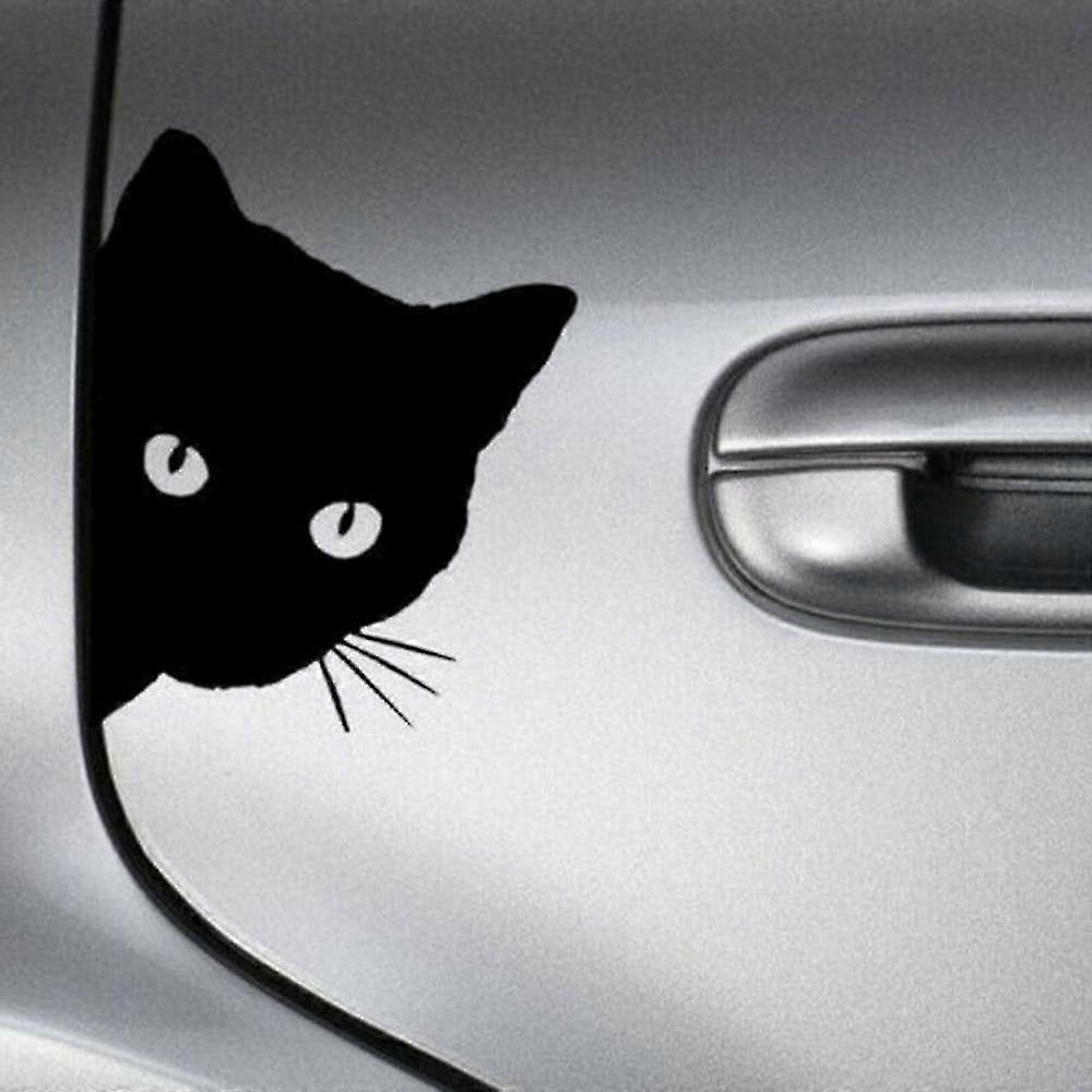 2pc Reflective Black Cat Face Peeking Automotive Window Decals Car ...