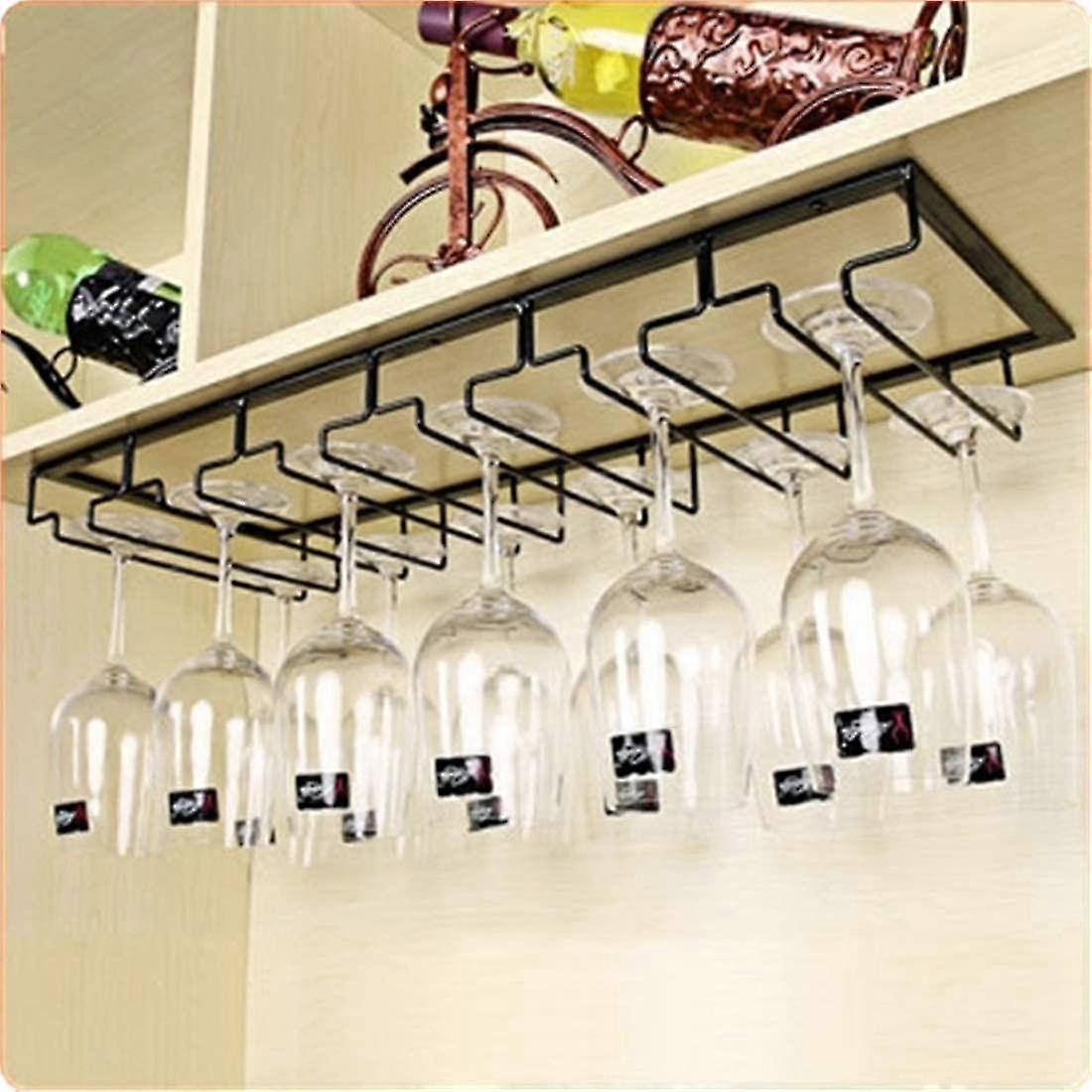 Xceedez Hanging Glass Rack - Wine Glass Rack With 5 Rails For 12-18 ...