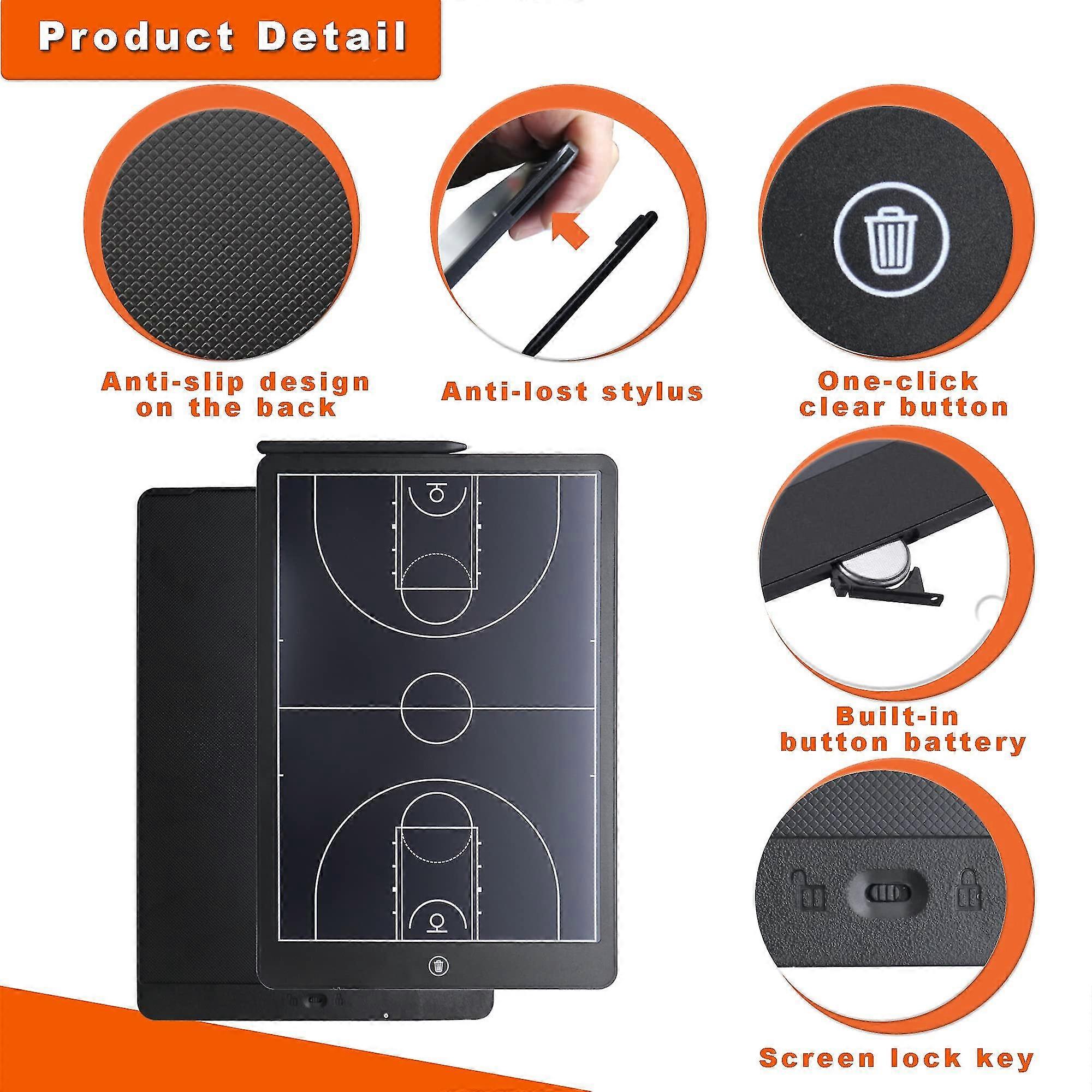 16'' LCD Screen Tactical Coaching Marker Board, Electronic Board with Stylus Pen,with Lock ...