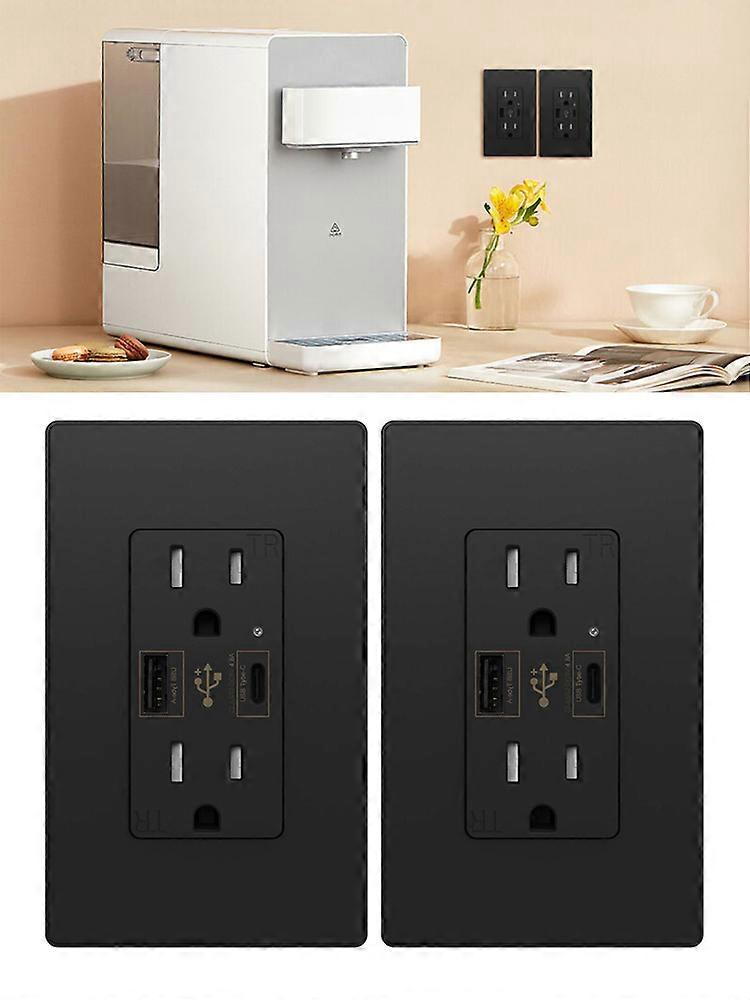 4.8A USB Type C Wall Outlet Duplex Receptacle 15 Amp Tamper Resistant ...