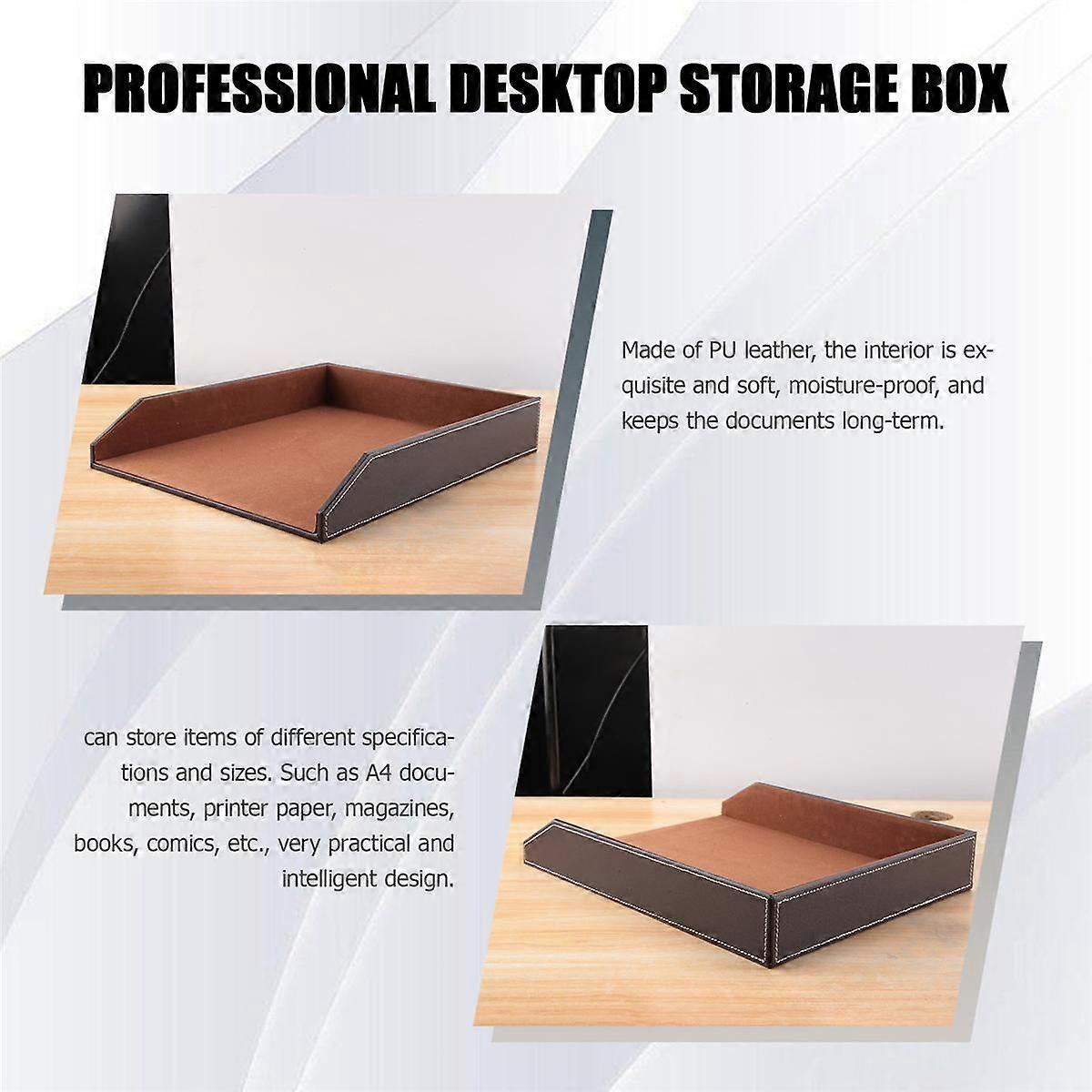 PU Leather Collection Letter Tray, Document Desk Organizer,Stackable ...