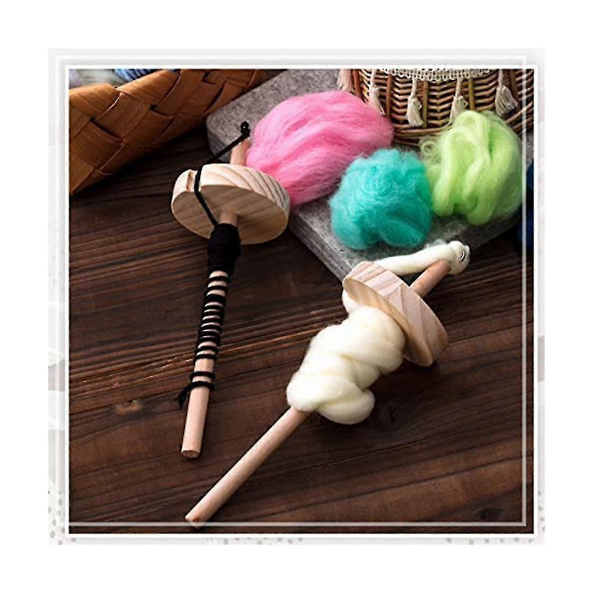 2pc Diy Drop Spindle Top Whorl Yarn Spinner Hand Wooden Spinning Wheel ...