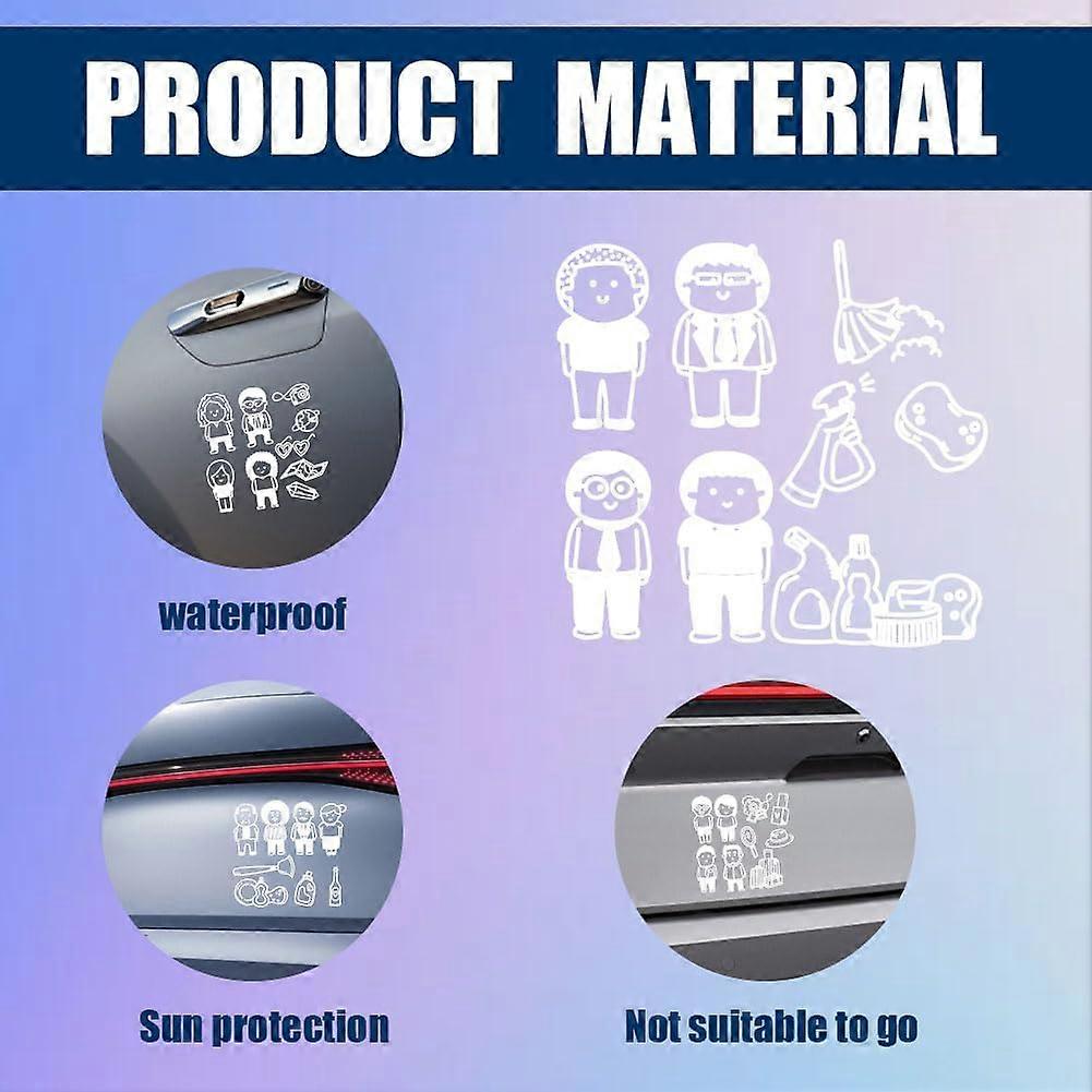 5 Styles Family Car Stickers 6.1x5.83 Inches White Line Family Vinyl ...