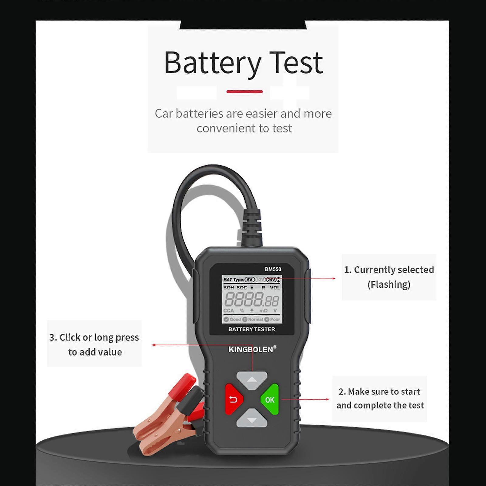 Car Battery Tester 6v~24v Truck Battery Test Charging Cranking Analyzer ...