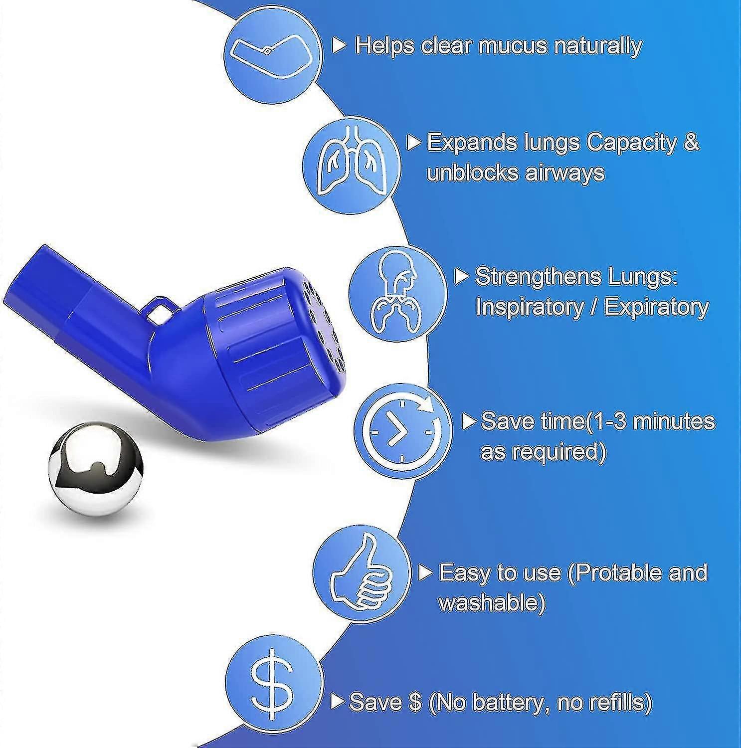 Lung Expansion And Mucus Removal Device, Handheld Natural Breathing Exerciser - Opep Therapy ...