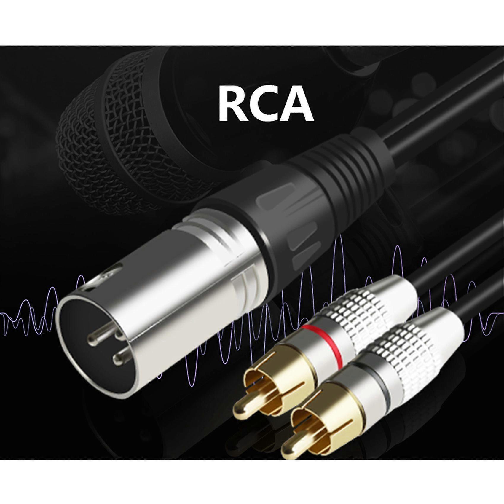 1 XLR Male to 2 RCA Male Plug Stereo Audio Cable Connector Y Splitter ...
