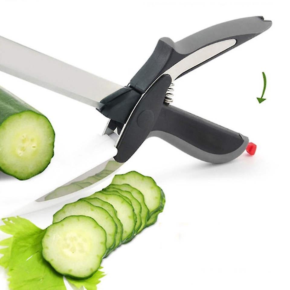 Food Cutter Kitchen Scissors, Salad Chopper Vegetable Cutter With Built ...