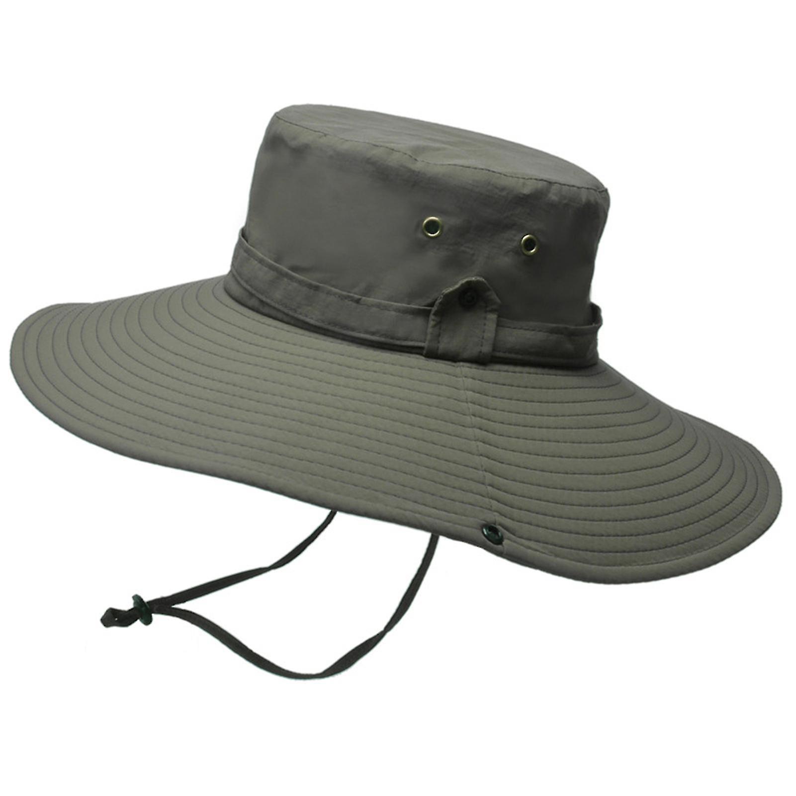Men Sun Hat Wide Brim Breathable Mesh Drawstring Packable Windproof Sun ...