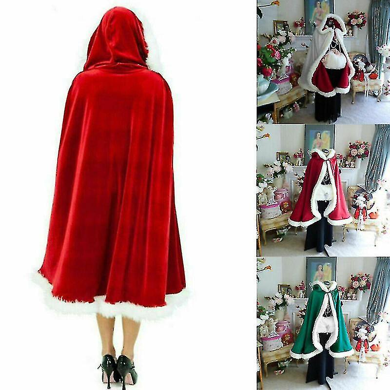 Adult Child Cosplay Christmas Mantle Red Velvet Santa Claus Luxury Cape ...