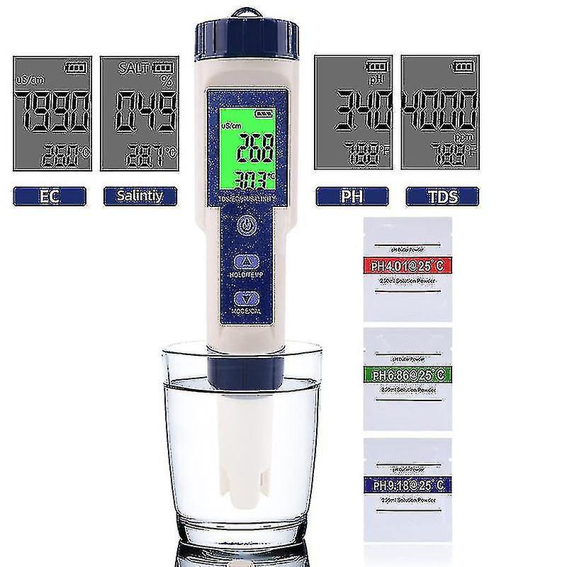 5-in-1 Electronic Ph Meter, Measure Ph And Tds And Ec Salinity And ...