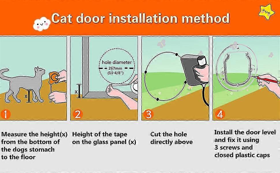 Cat Flap Door For Cat Dogs Pet, Large Cat Flap Door For Windows Sliding ...
