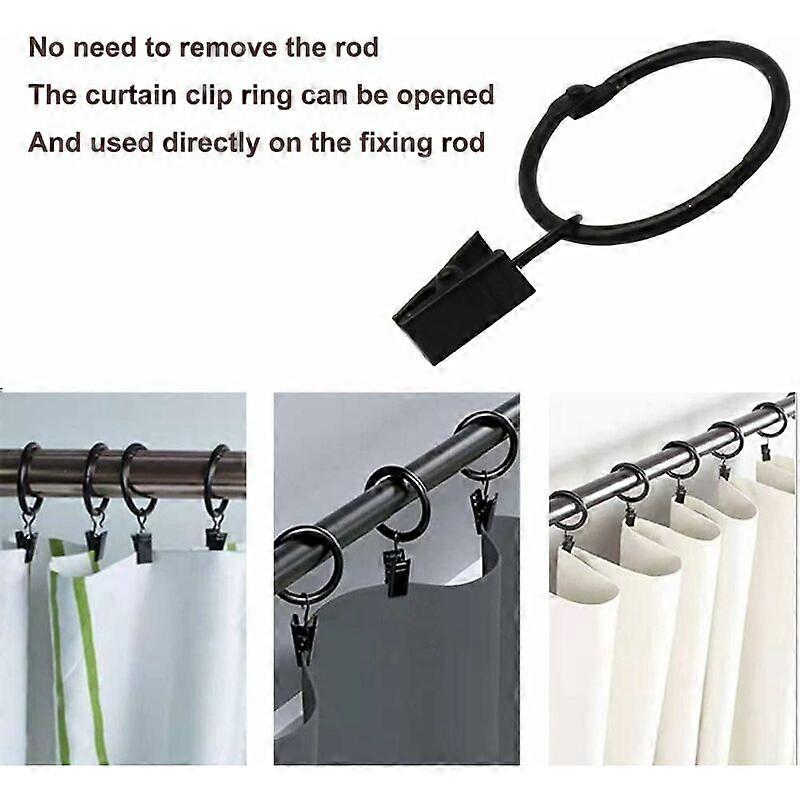 20 Pieces Openable Metal Curtain Clip Rings, Easy Opening and Closing ...