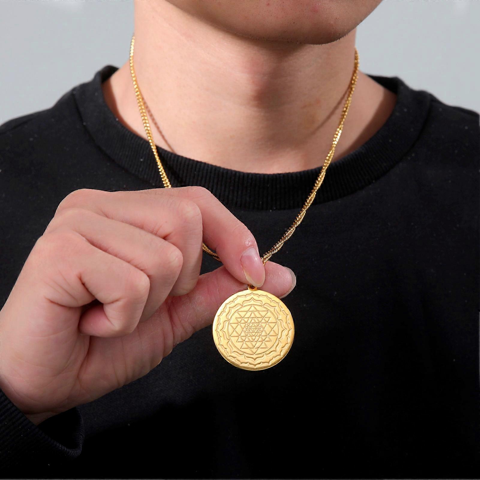 Dawapara Lotus Sri Yantra Symbol Necklace Stainless Steel Healing ...