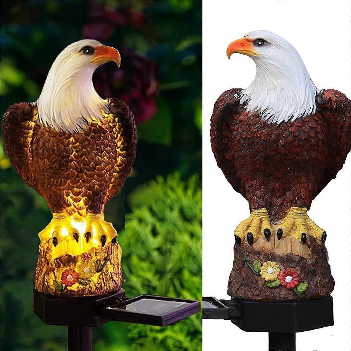 Solar Garden Light Resin Bald Eagle Figurine Dusk Dawn Solar Yard Light ...