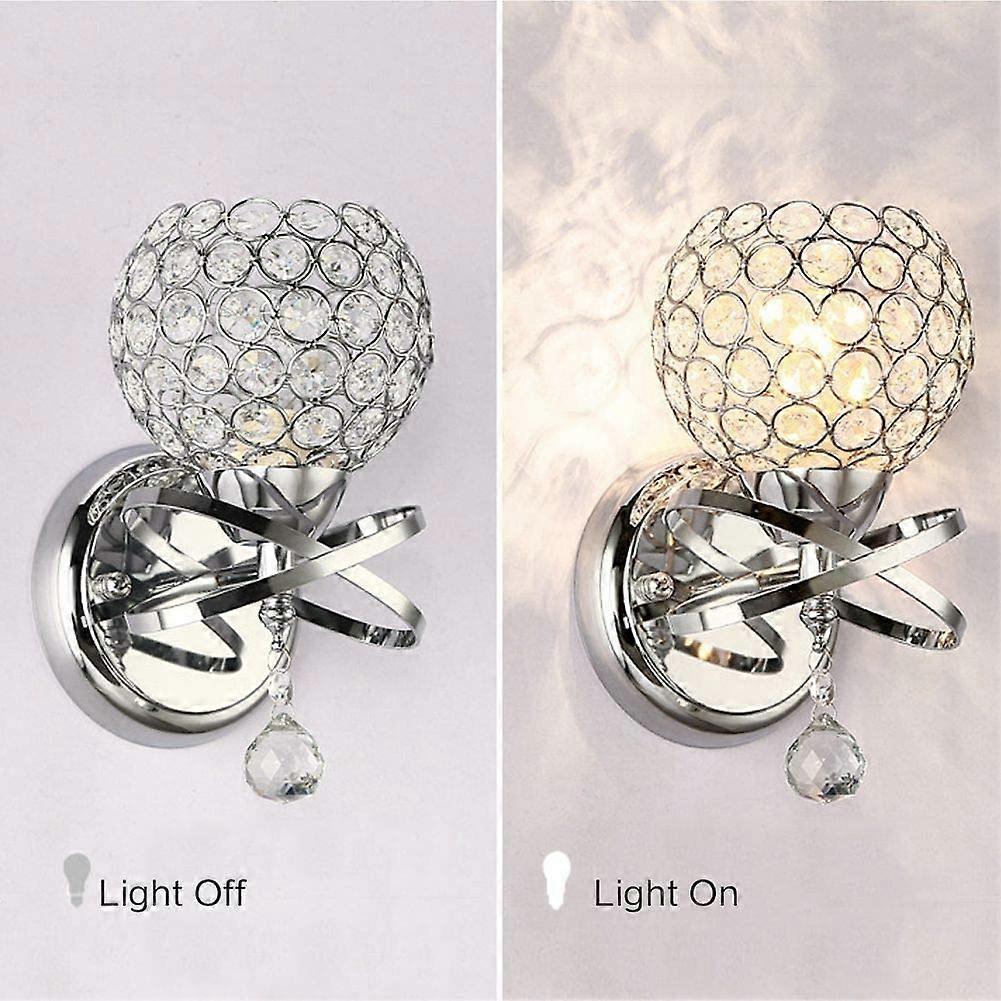 Modern Crystal Wall Light Pendent Lamp Chrome Finish Bedroom Sconce ...