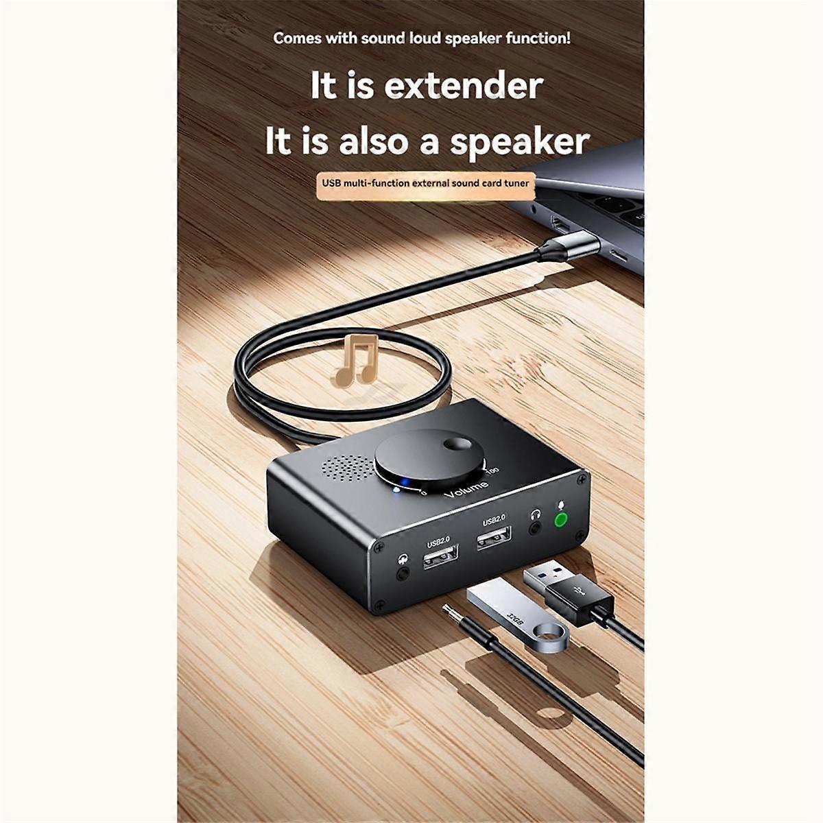 USB External Sound Card 3 Ports USB 2.0 to 3.5mm Sound Card with Volume ...