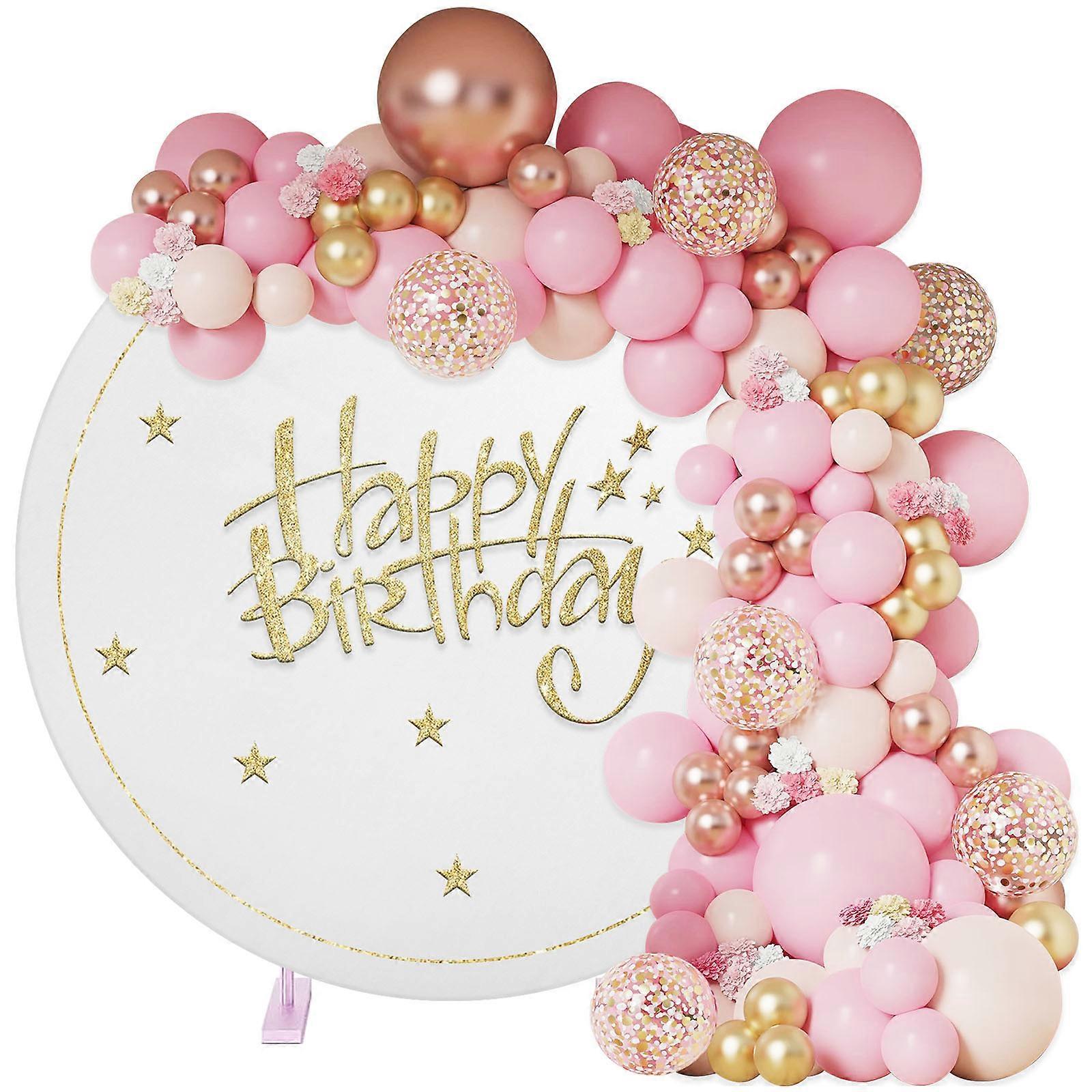 White Round Wedding Arch Cover Elastic Arch Backdrop Stand Cover ...