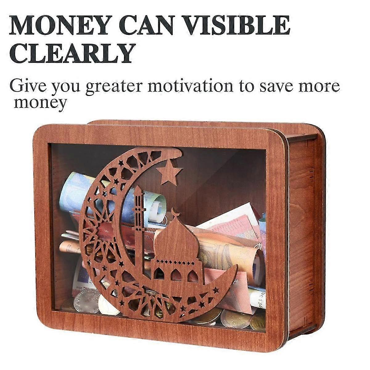 Wooden Piggy Bank For Adult Kids, Money Box With Counter, Money Saving ...