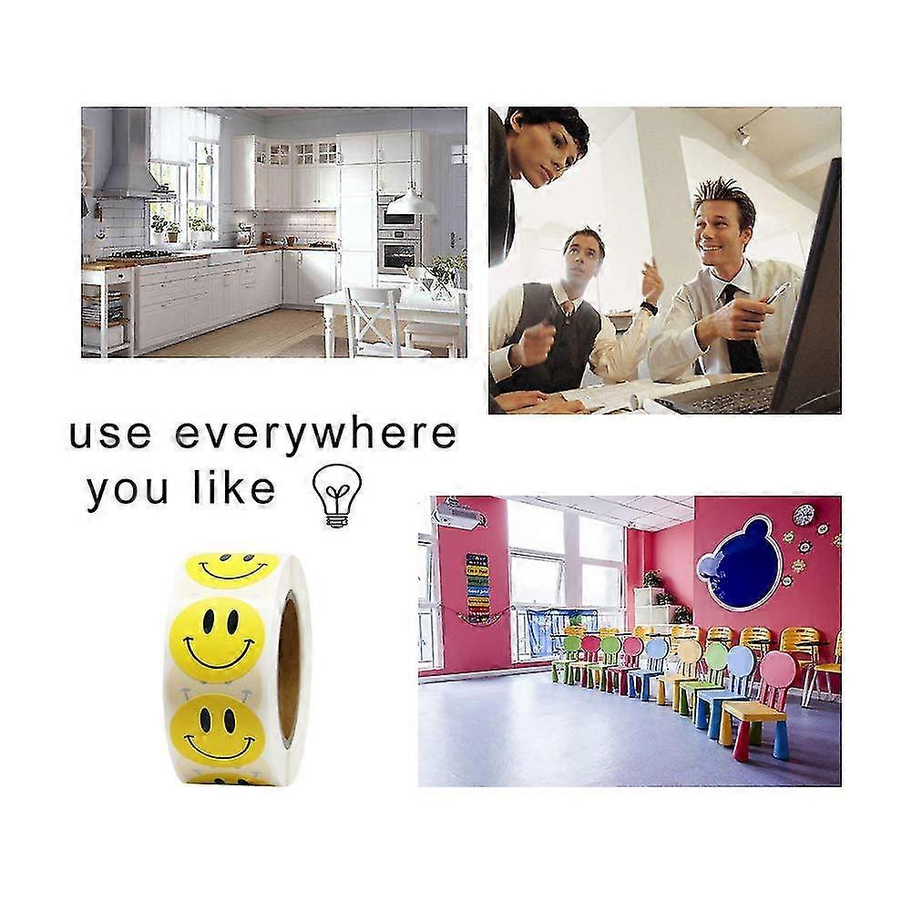2 Rolls of Smiley Face Stickers Happy Face Stickers Circular Dots Paper ...