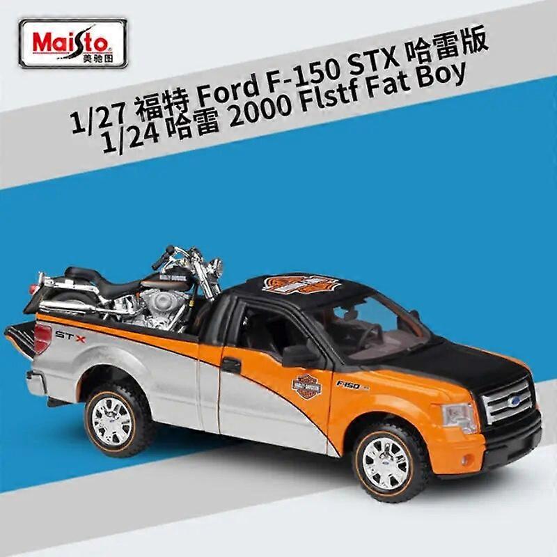 1:24 Ford F1 F350 Chevrolet 3100 Pickup + Motorcycle Alloy Car Model ...