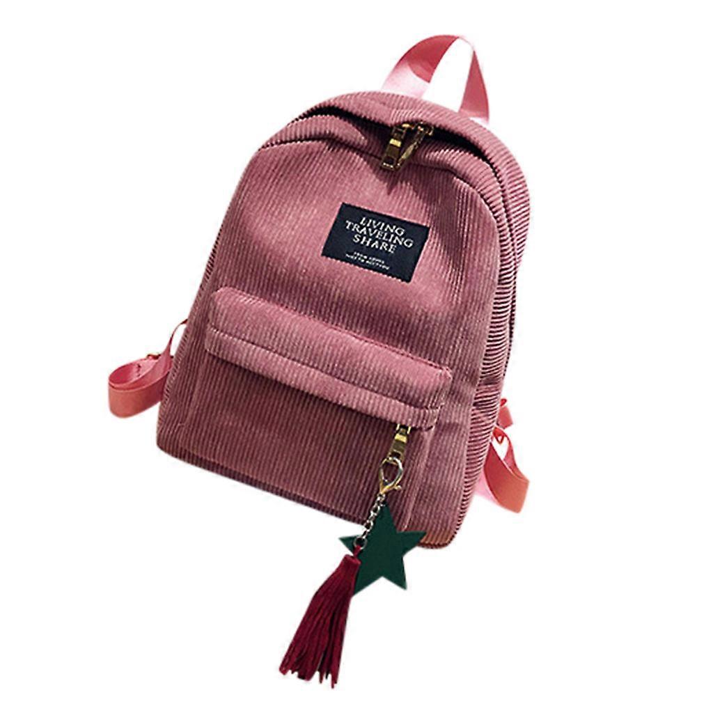 Woman Mini Simple Corduroy Backpacks Campus Style Pure Color Leisure ...