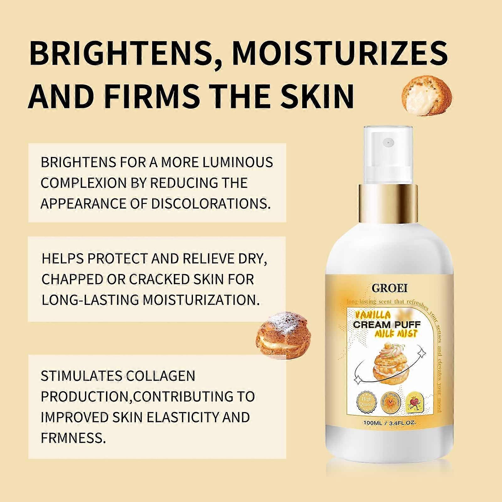 Vanilla Cream Puff Body Milk Mist,Vanilla Cream Puff Body and Hair Milk ...