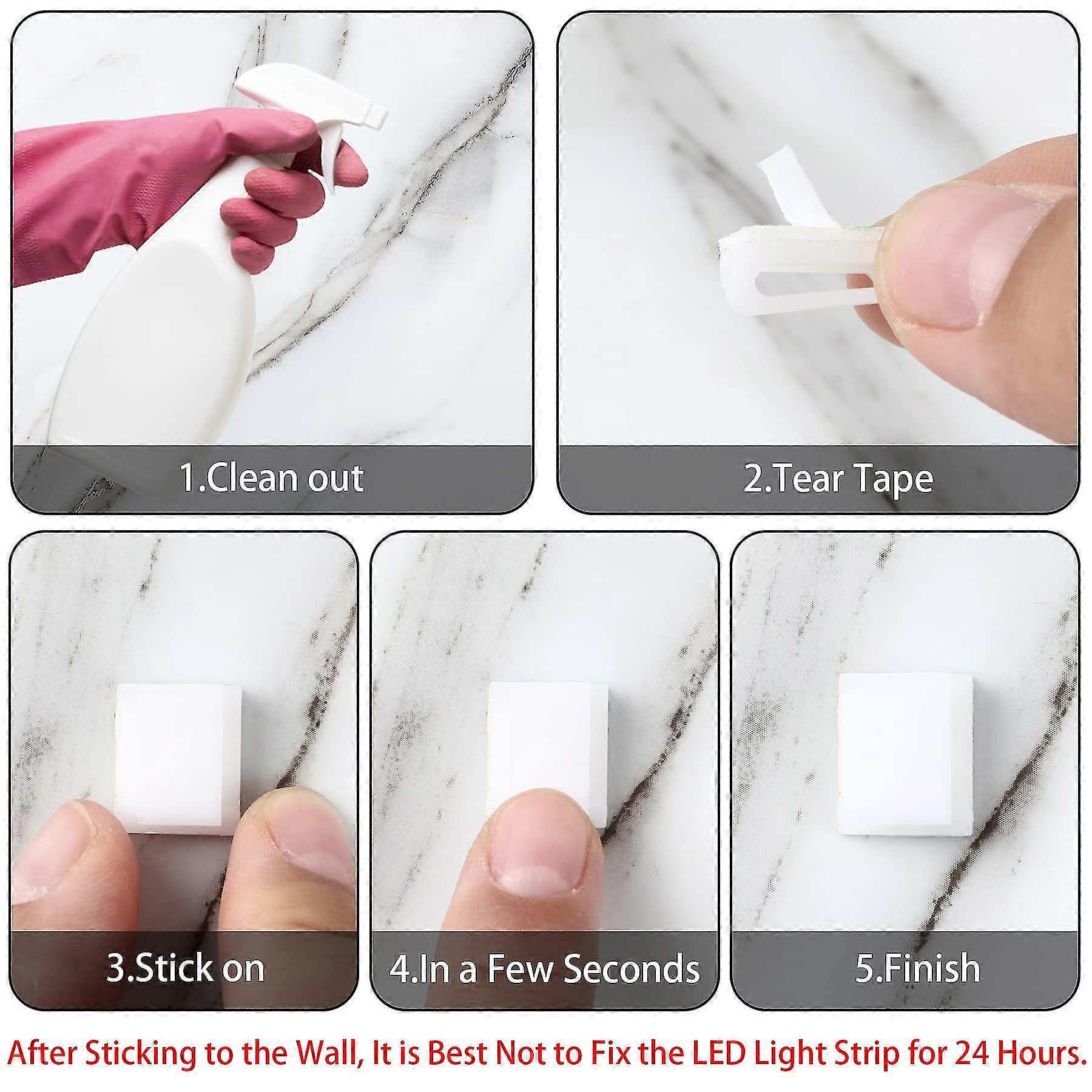 60pcs Light Strip Mounting Clips White Self Adhesive Led Light ...