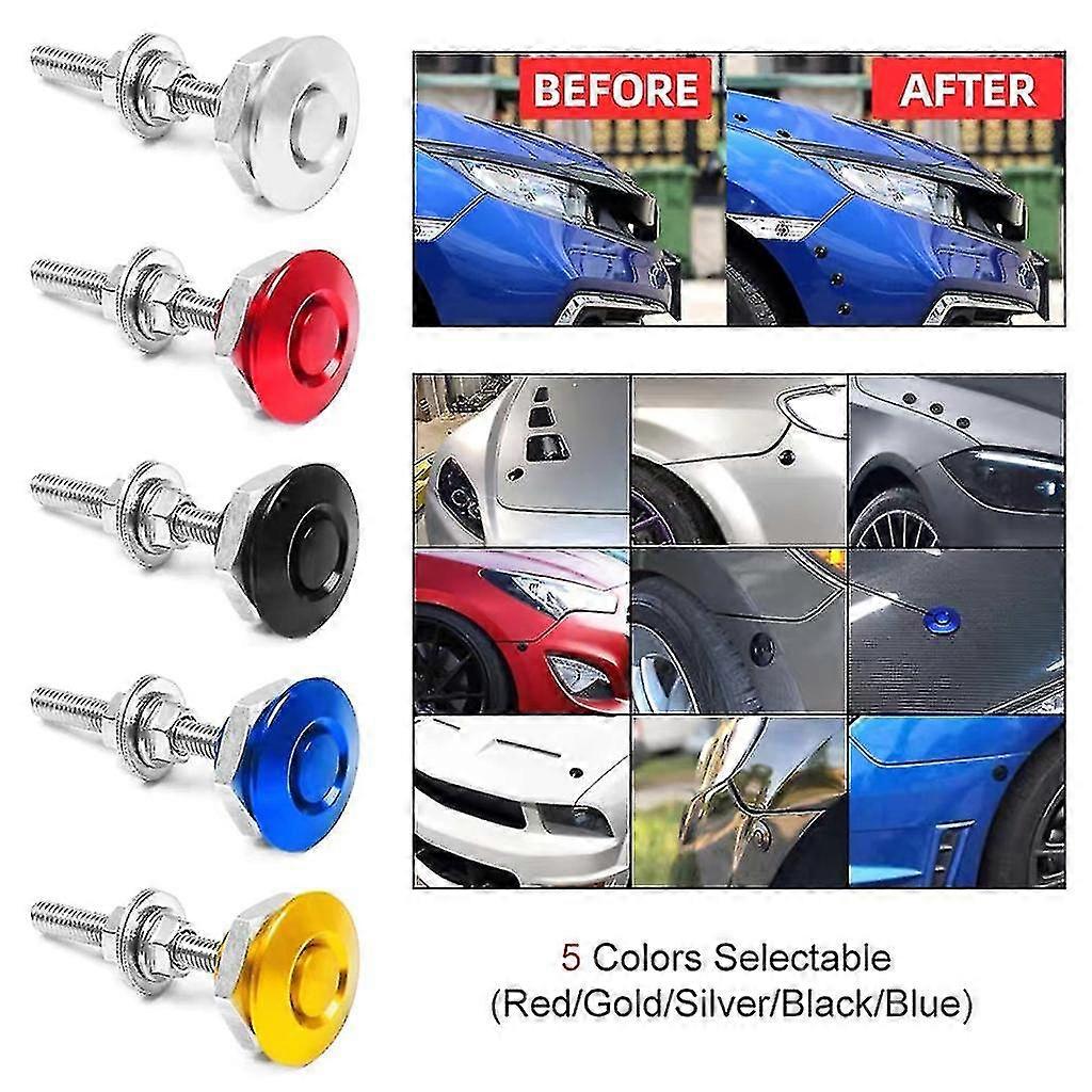 2 Pair Push Button Quick Release Hood-bonnet Pins Lock-clip Car-bumper ...
