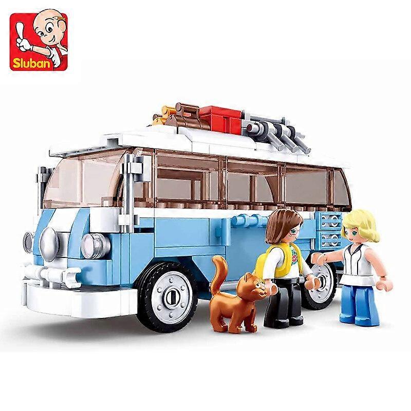 227stk Sluban Travel Team Bilbus Byggeklodser Legetøjssæt, T1 Varevogn ...