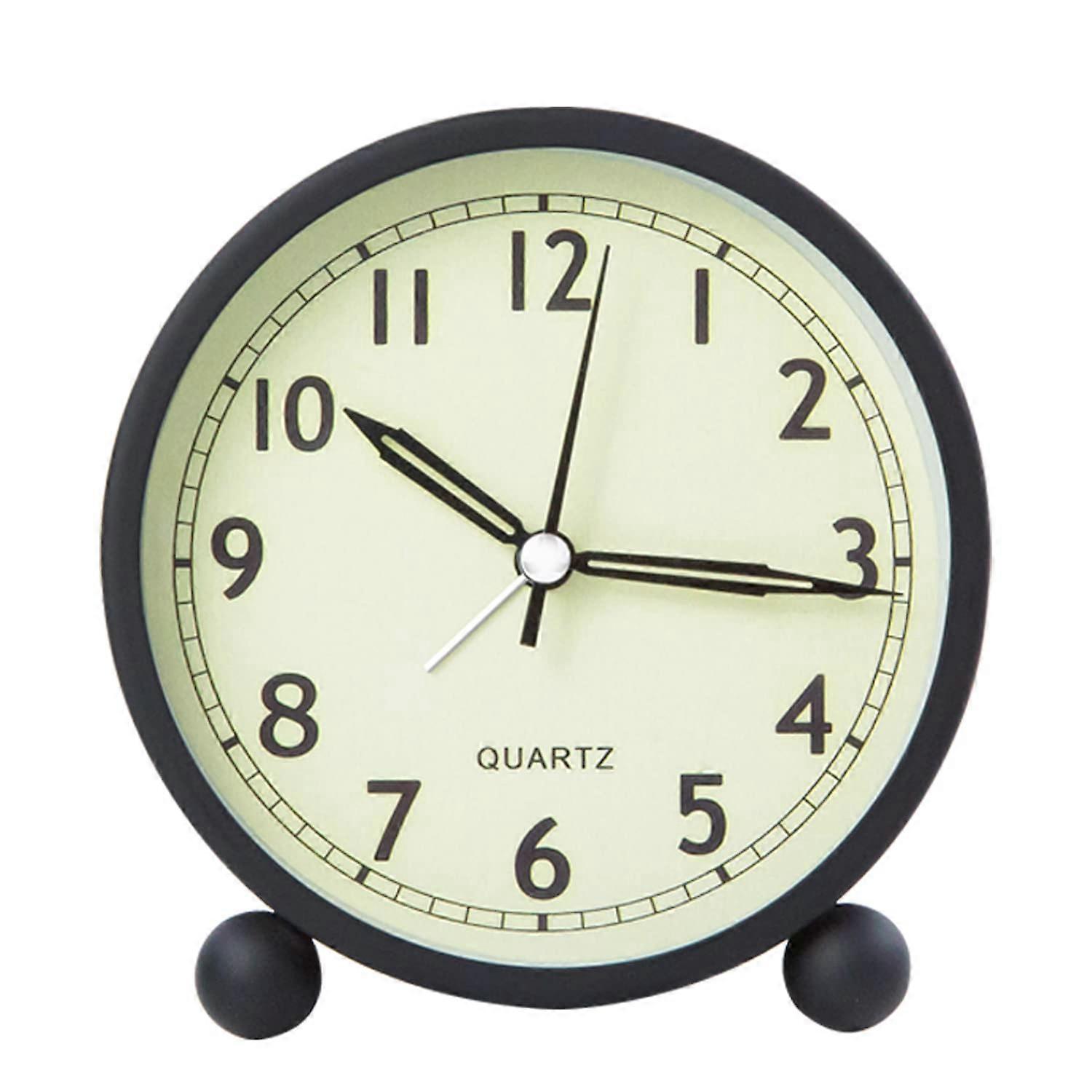 Alarm Clock Bedside, Non Ticking Analog round Alarm Clocks with Night ...