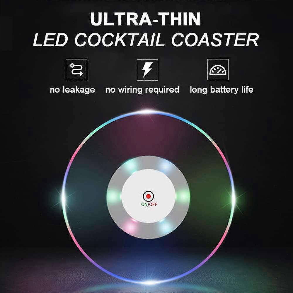 6 PCS LED Coasters for Drinks, Ultra-Thin LED Coaster Light Up Coaster ...