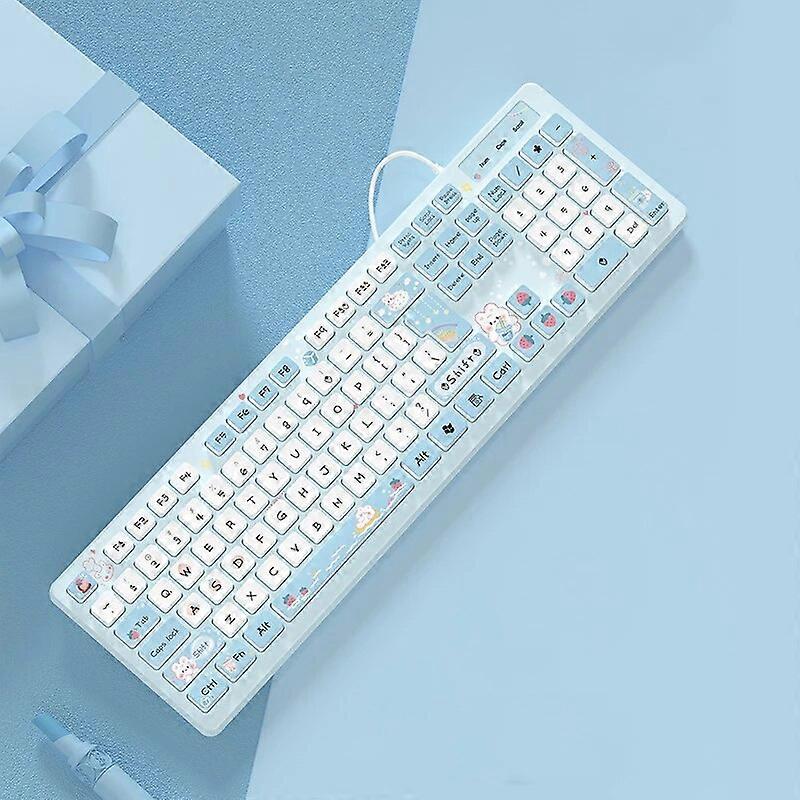 Kawaii wired keyboard milk tea rabbit cute pink cute chocolate wired ...