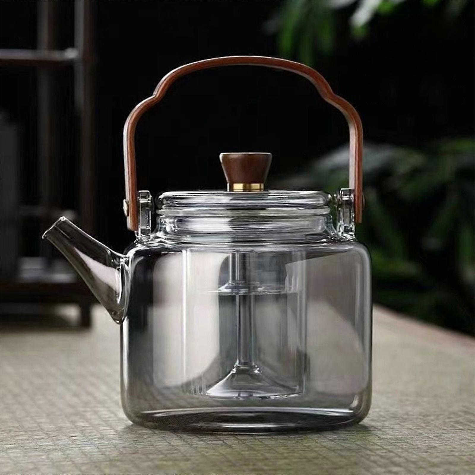 High Borosilicate Glass Teapot Made Of Walnut Wood Gray Boiling Teapot ...