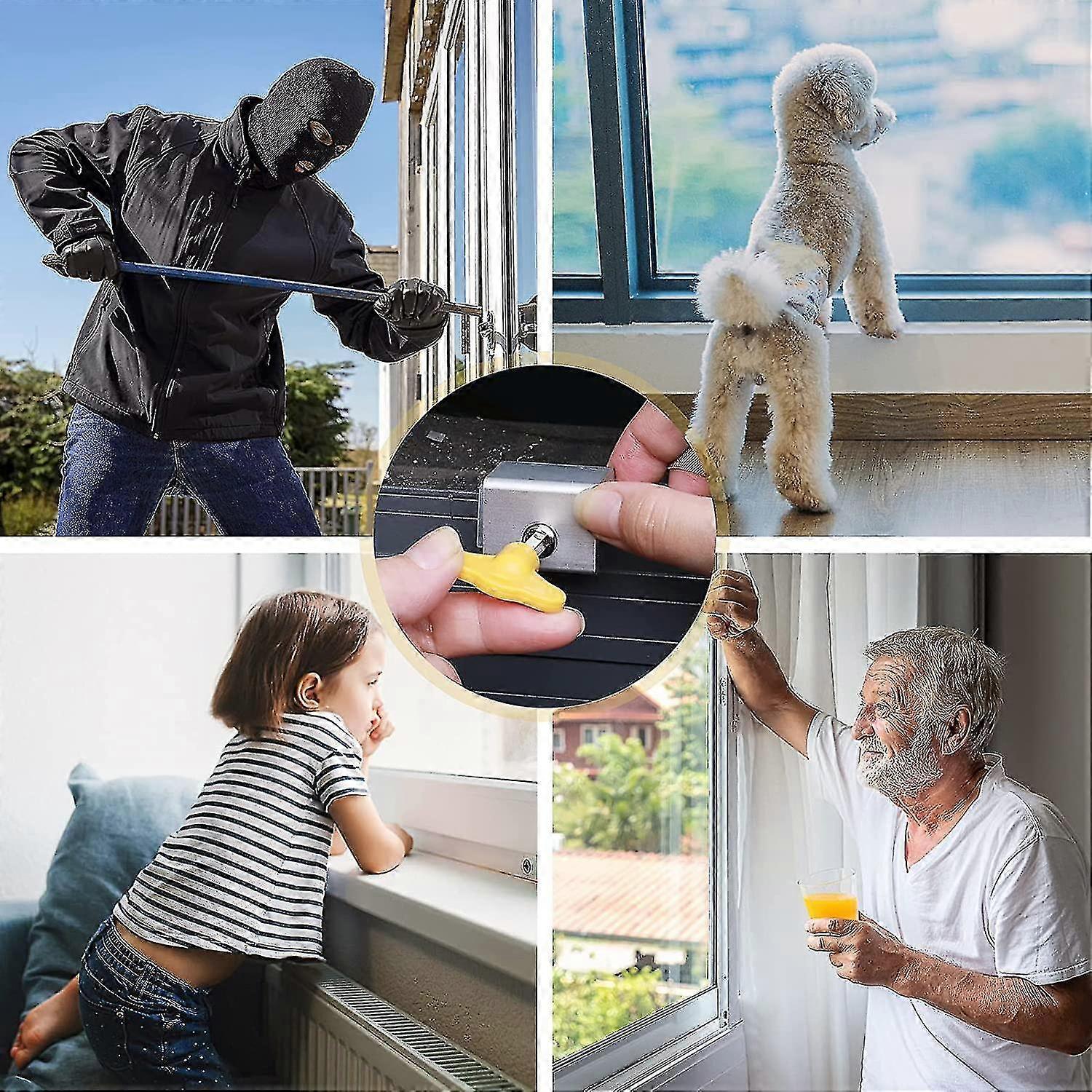 4 Sets Sliding Window Locks, Adjustable Window Locks With Key Window ...