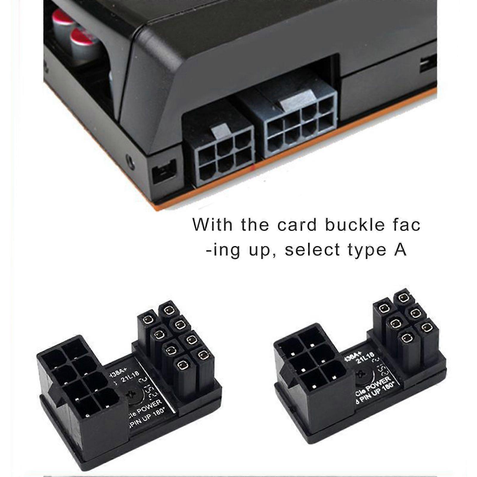 GPU VGA 8-Pin 6-Pin Male to 8-Pin 6-Pin Female U Turn 180-Degree Angle ...
