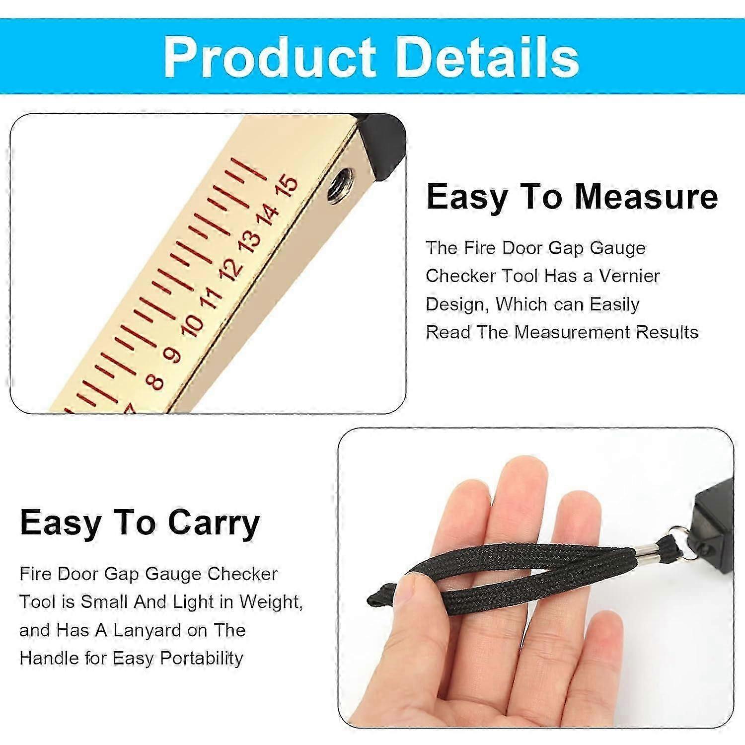 Door Gap Measuring Tool, 1-15mm Fire Door Gap Gauge Checker Tool ...