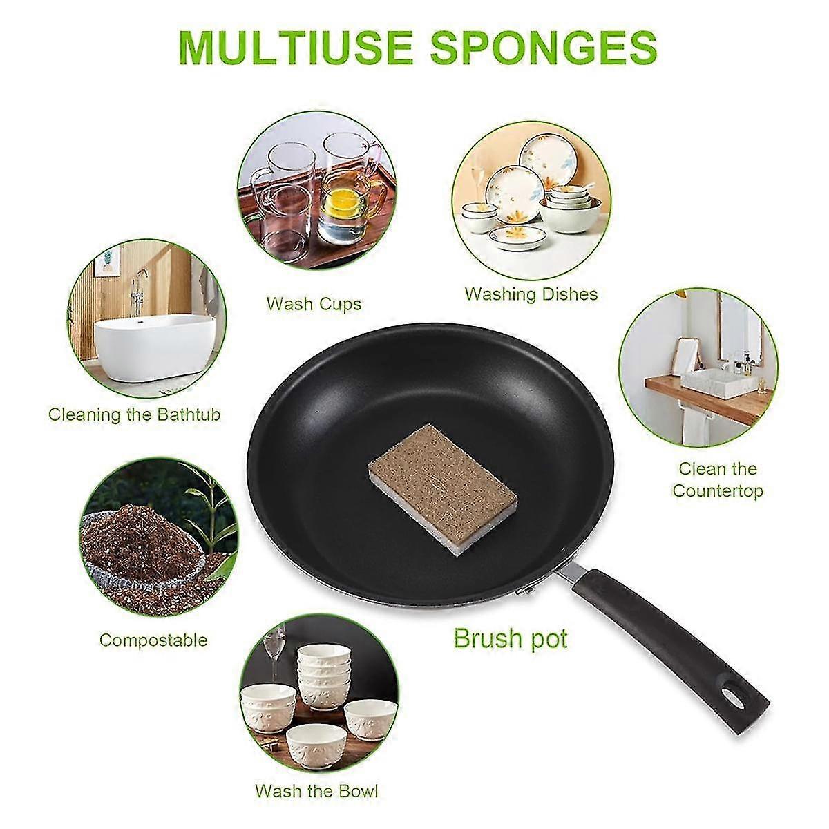 12-Piece Eco-Conscious Kitchen Sponges - Compostable Coconut-Scruber ...