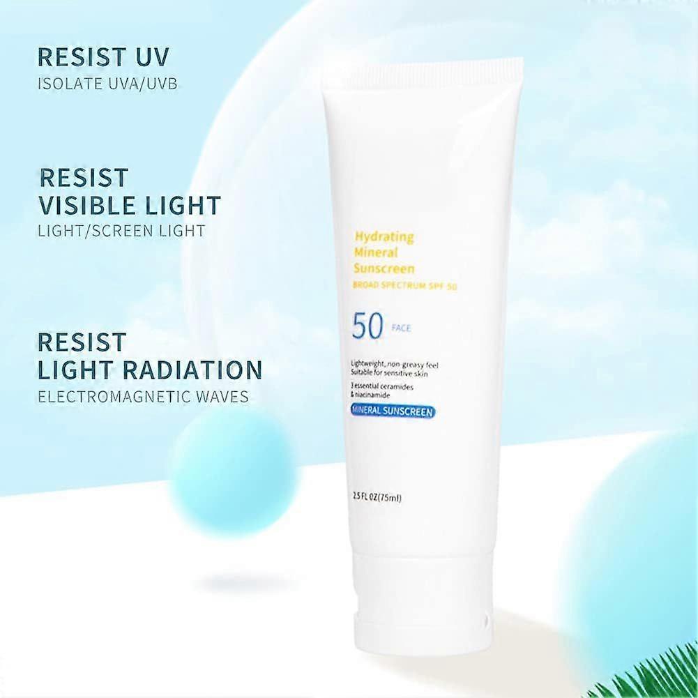 Mineral Sunscreen SPF 50+, Face Sunscreen with Hyaluronic Acid ...
