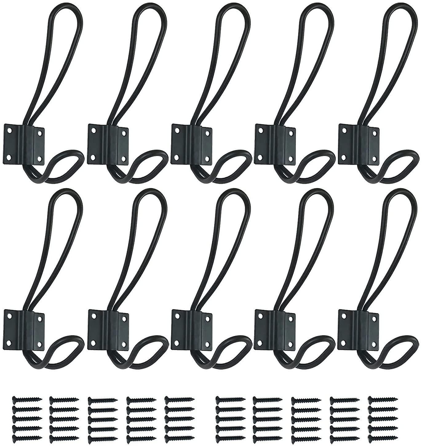 Coat Hooks, 10 Pieces Large Double Fasteners Metal Coat Hooks Screws ...